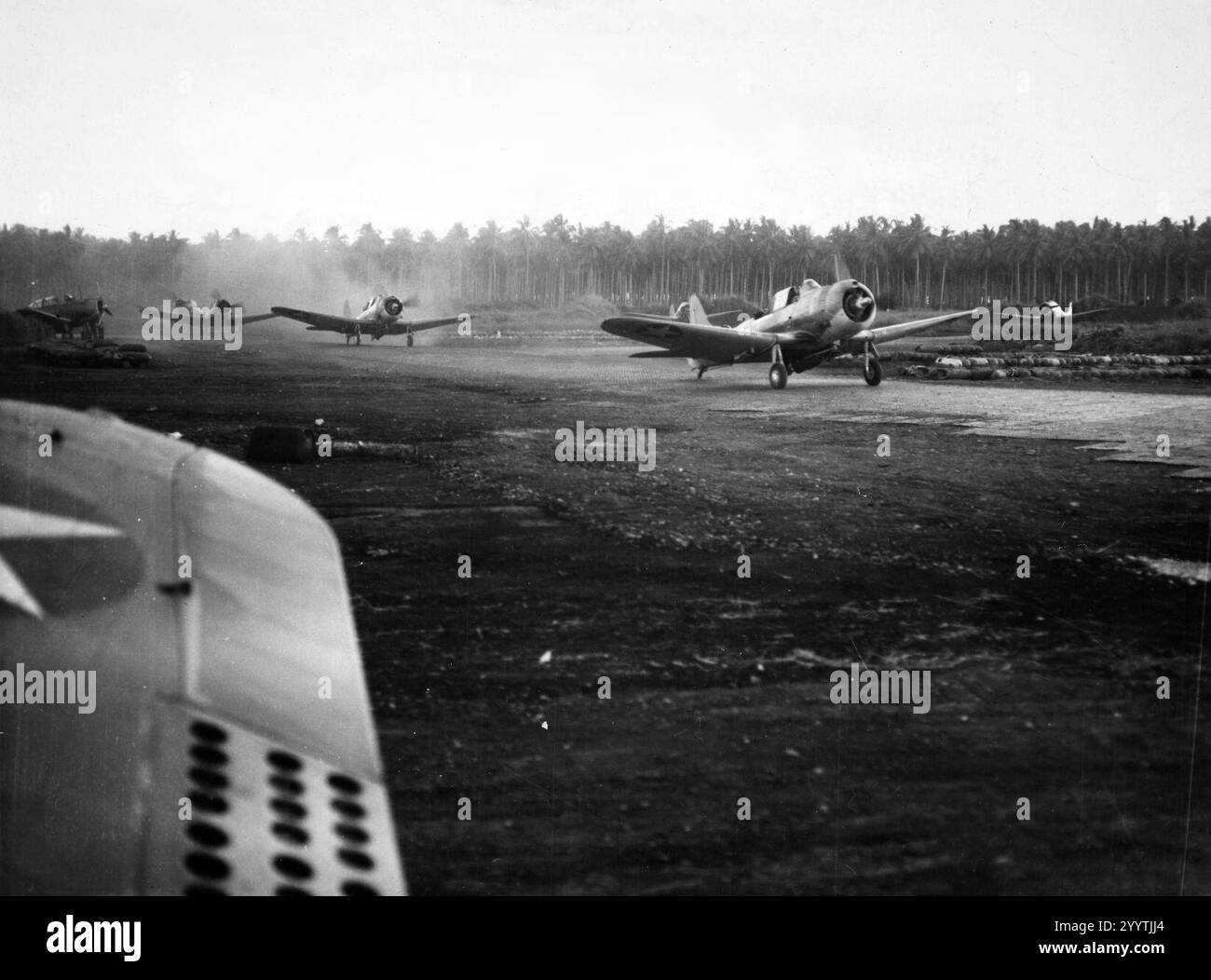 Douglas SBD-4 Dauntless of VMSB-233 take off from Henderson Field on ...