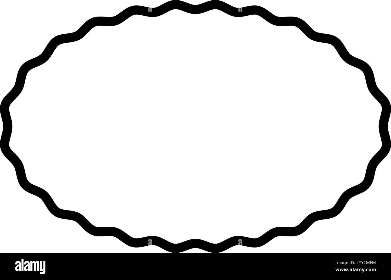 Oval frame with wavy borders. Elliptic shape with curvy edges. Text box, tag or speech bubble ...