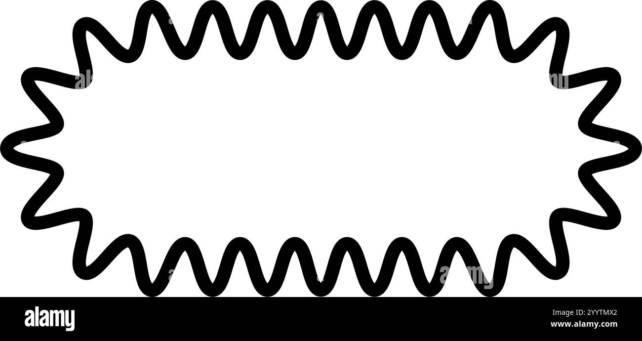 Oval rectangle shape with wavy edges. Rectangular form with curvy borders. Empty text box ...