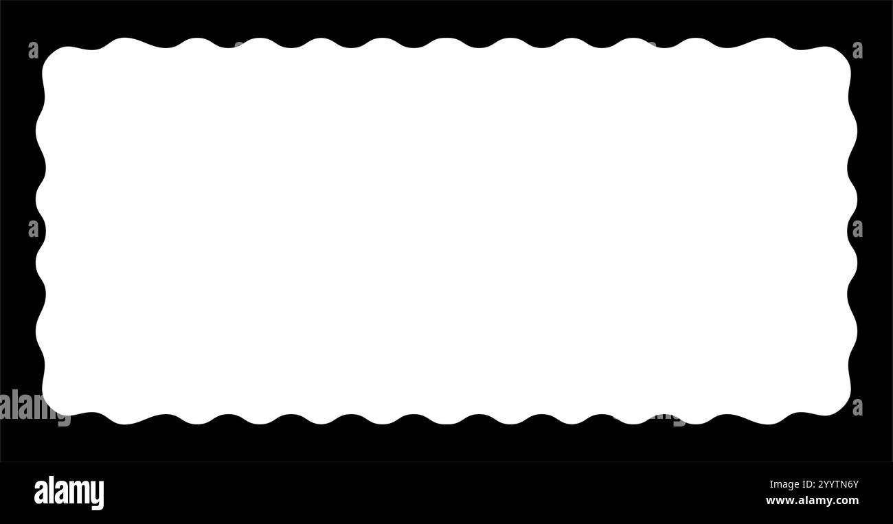 Rectangle frame with wavy inner edges. Rectangular vignette with curvy inside borders. Empty ...