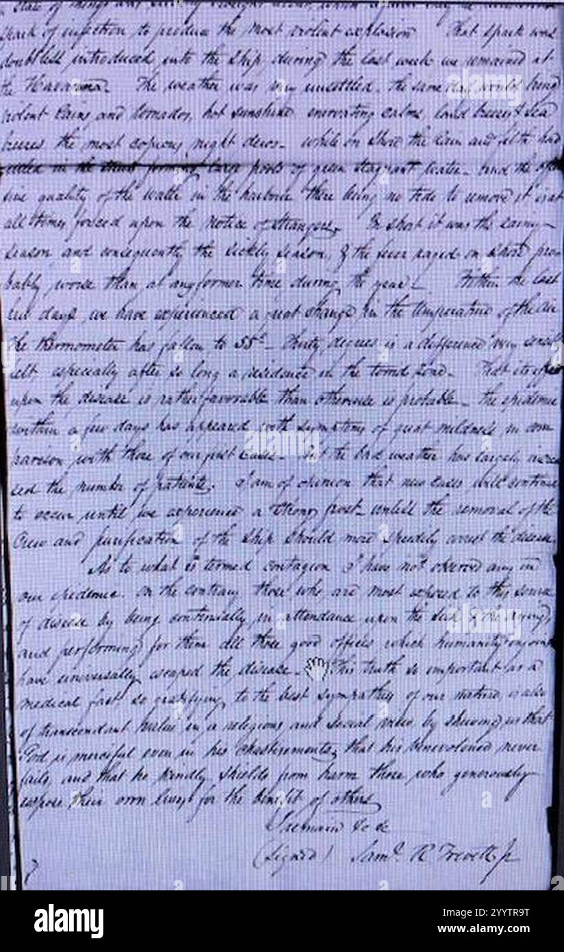 Dr. Samuel R. Trevett USN to Captain Stephen Cassin USN 29 Oct 1822 re ...