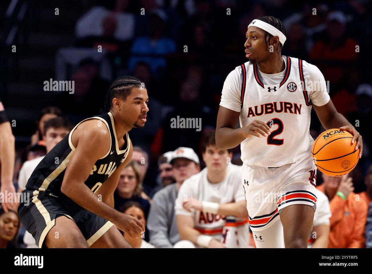 Auburn guard Denver Jones (2) dribbles as Purdue guard C.J. Cox (0 ...
