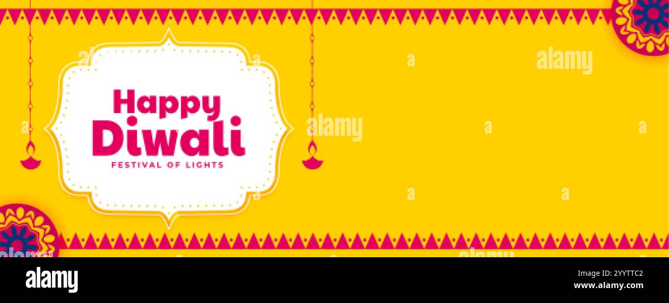 happy diwali web banner in yellow color Stock Vector Image & Art - Alamy