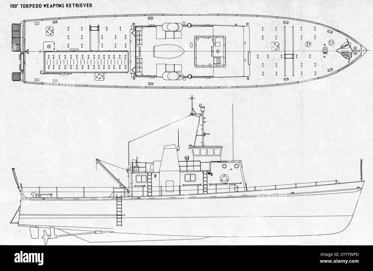 Drawing of 100' Torpedo Weapons Retriever Stock Photo - Alamy