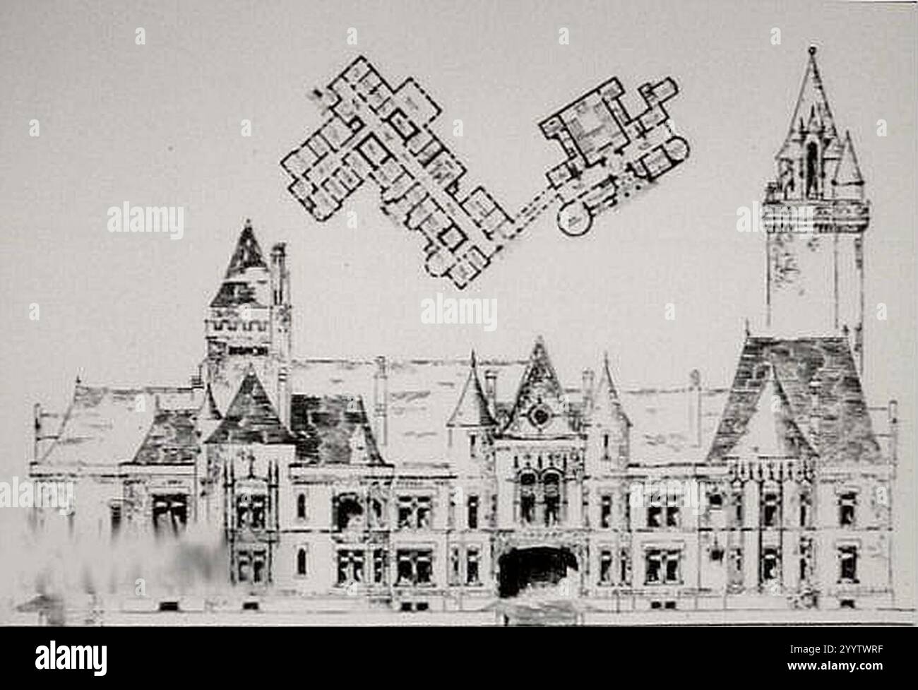 Drawing for government buildings, Victoria, British Columbia (unbuilt ...