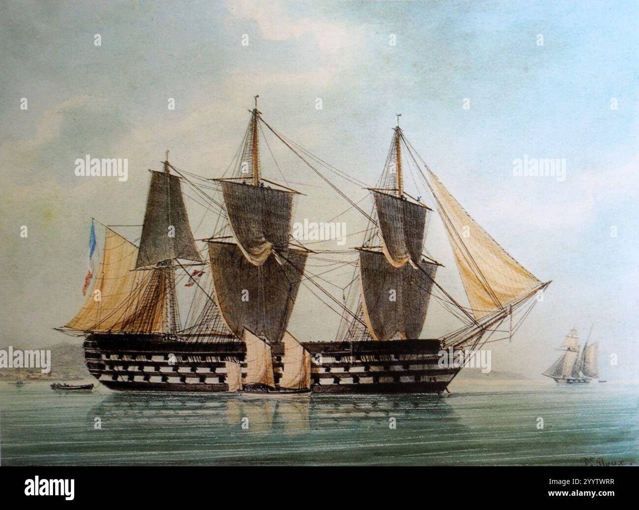 Drawing of a French 1st-rank ship of the line-P6280184 Stock Photo - Alamy