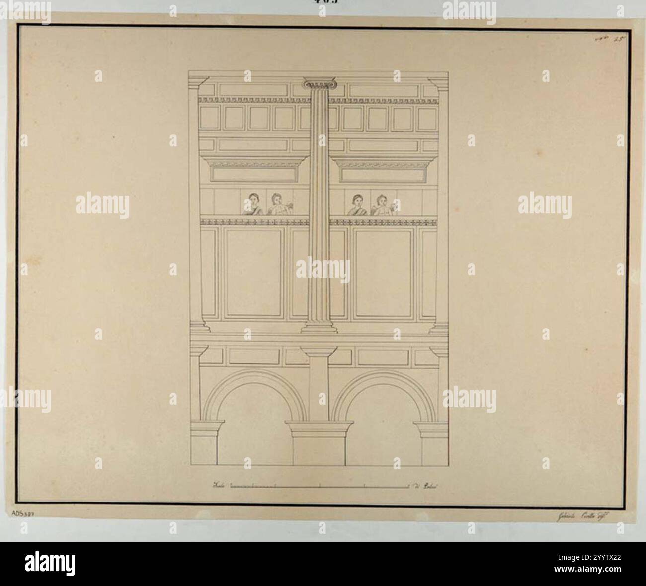 Drawing of decorative scheme of alcove in Room 46 (Mau-Overbeck 1884 ...