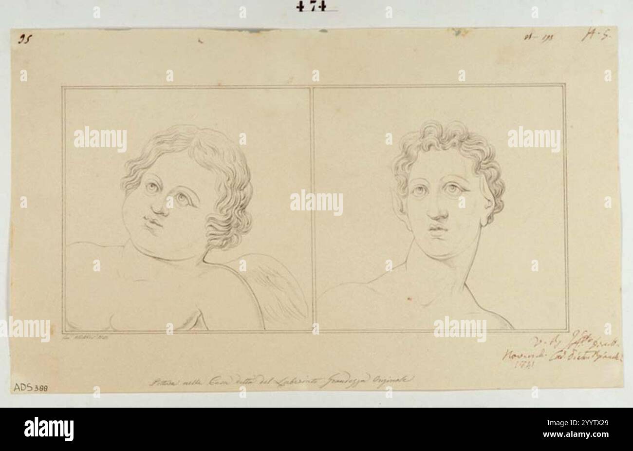 Drawing of cupid and satyr from upper wall of alcove cubiculum 46 (Mau ...