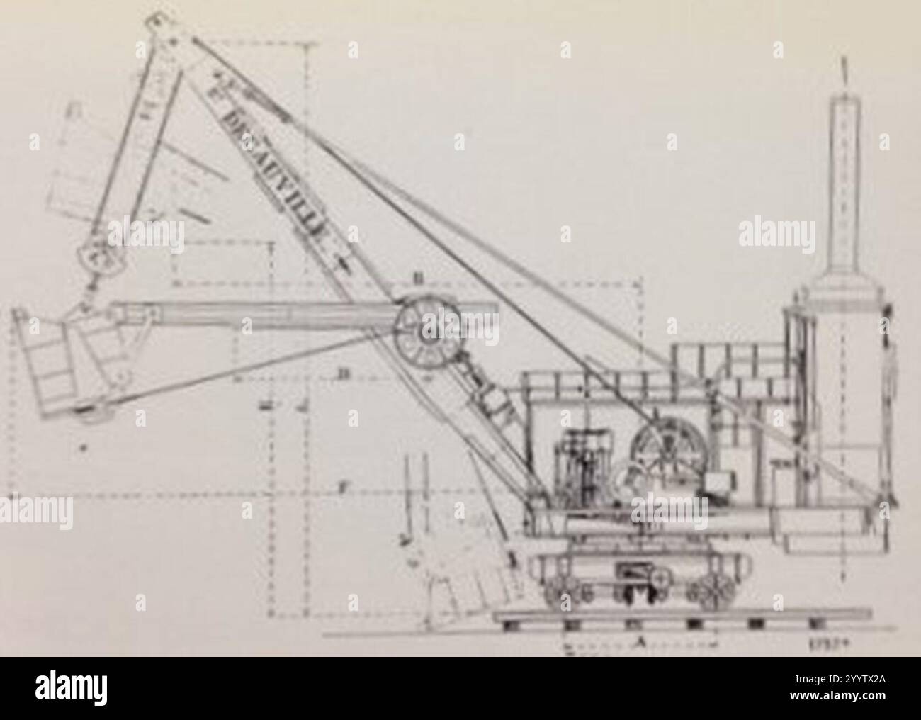 Drawing of Decauville steam excavator Stock Photo - Alamy