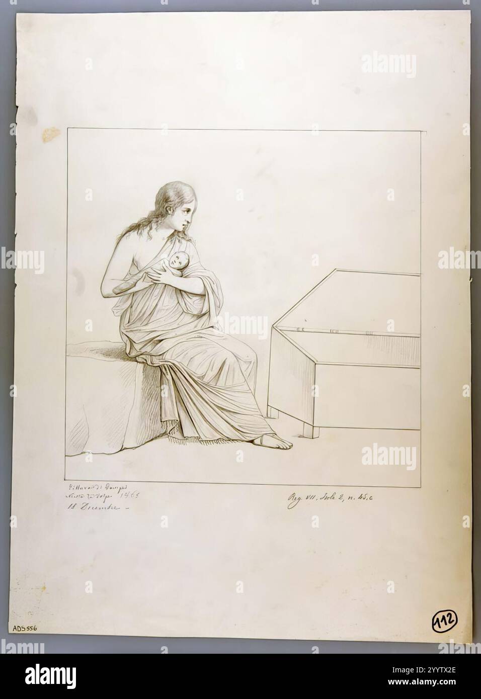 Drawing of Danae and Perseus in the House of the Wounded Bear by Nicola ...