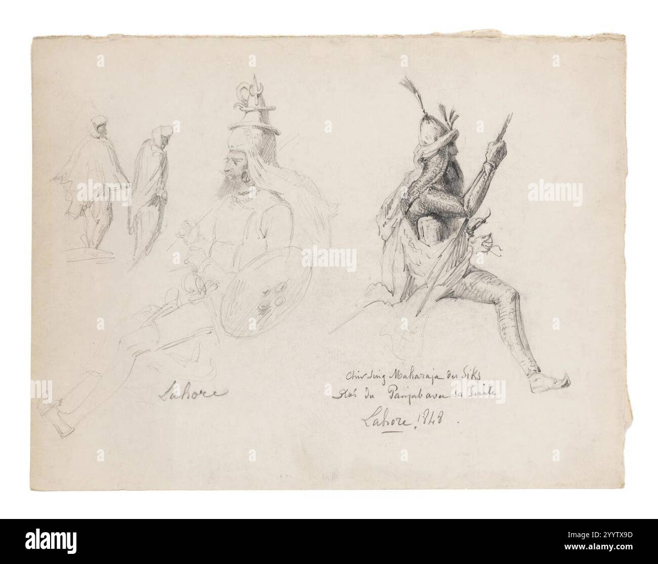 Drawings depicting a Sikh Akali and a horseman, probably a member of ...