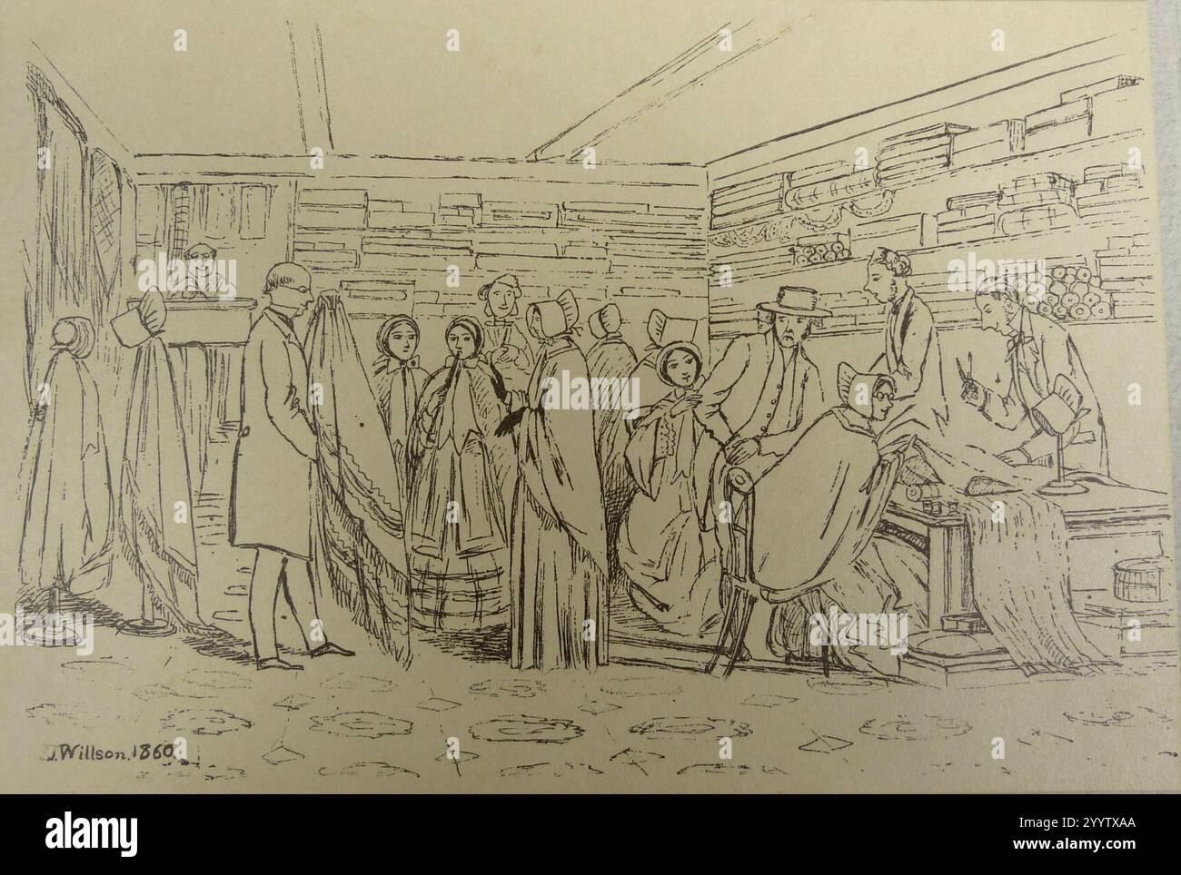 Drawings of Quakers by J J Willson - 6 Stock Photo - Alamy