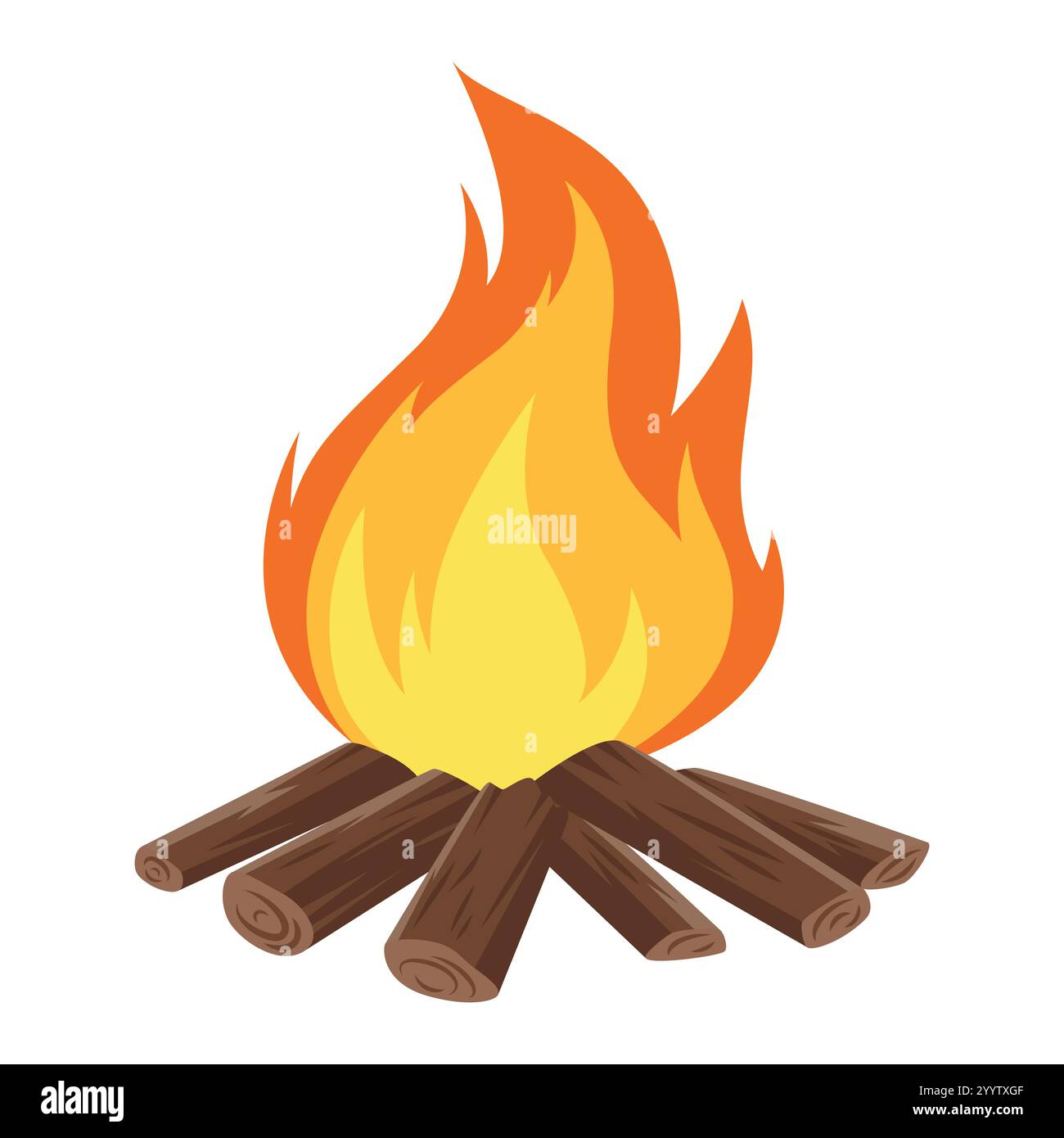 Vector Flat Cartoon Illustration of a Campfire with Logs. Design ...