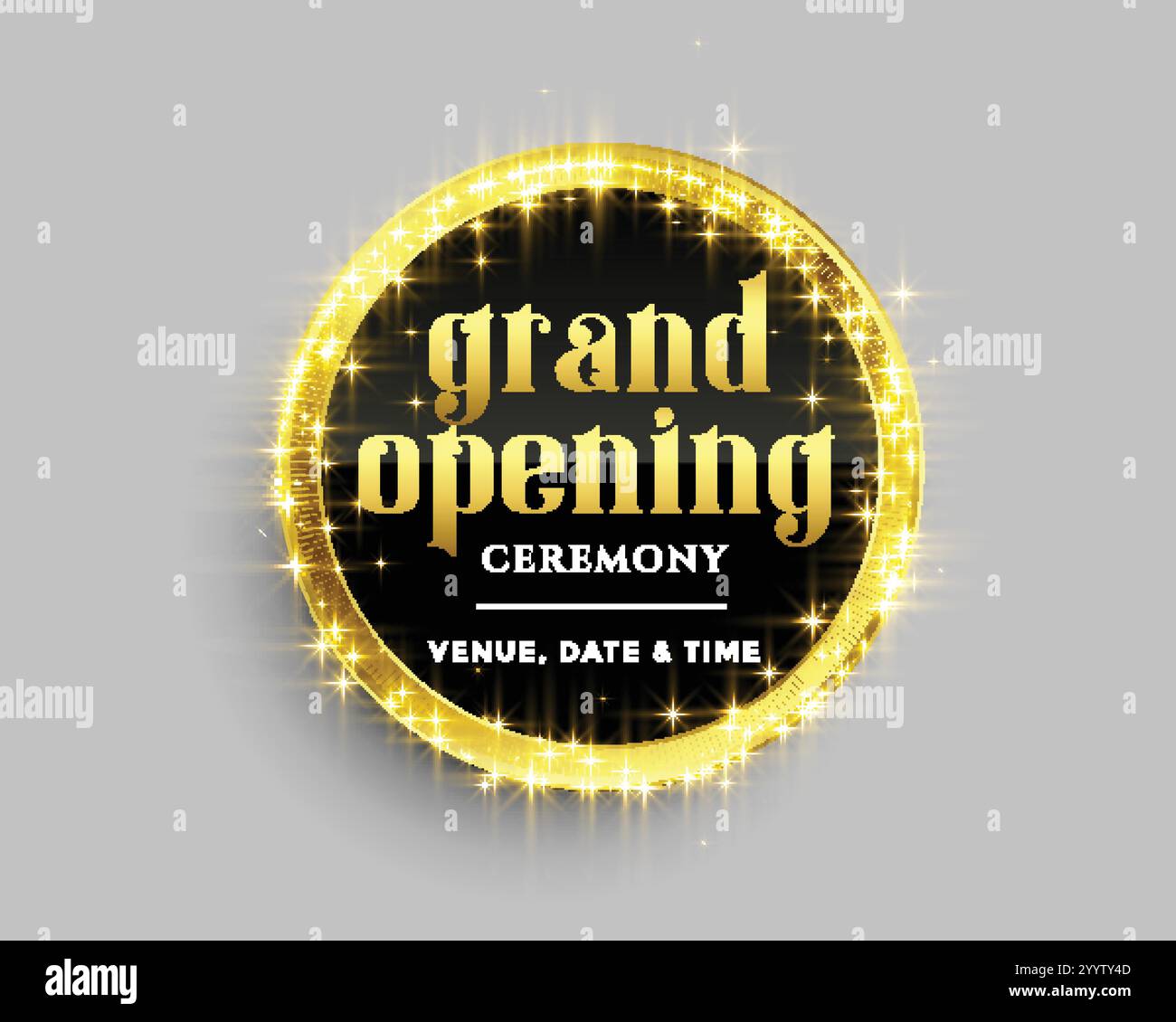 grand opening banner template with golden sparkles design Stock Vector ...