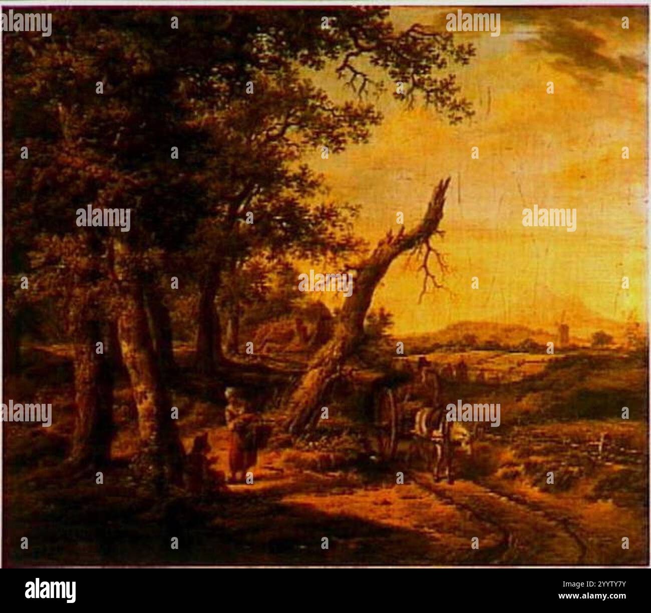 Drents landschap met een paard en wagen Stock Photo - Alamy