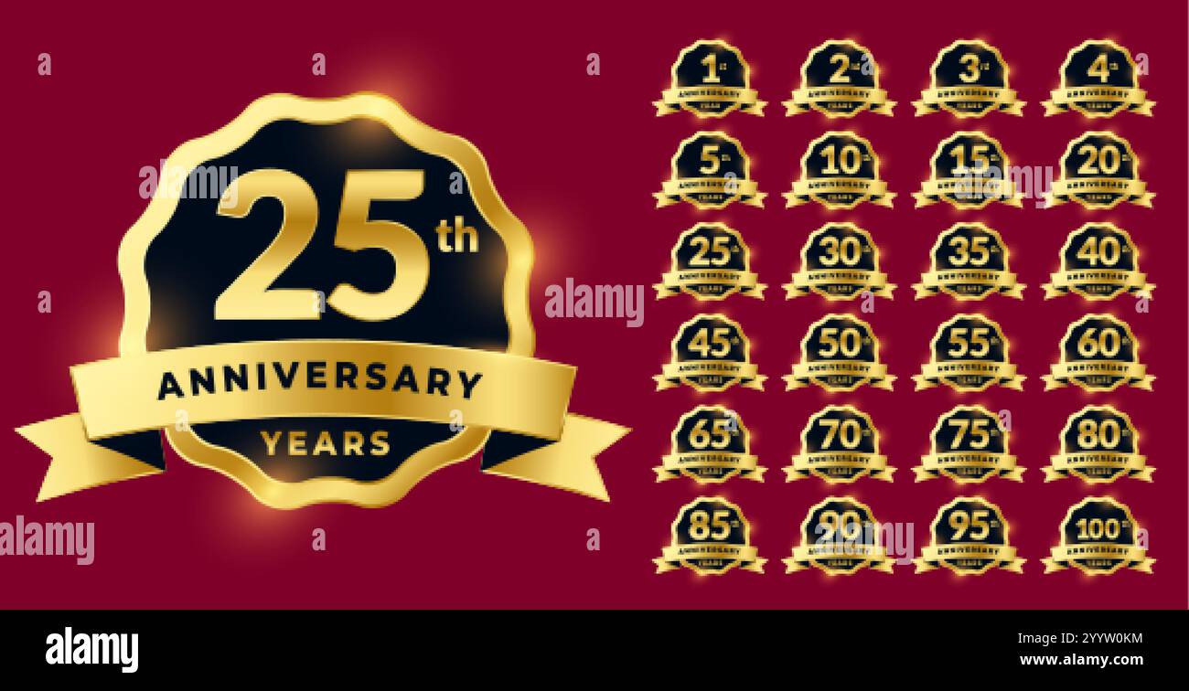 anniversary labels set in golden style Stock Vector Image & Art - Alamy