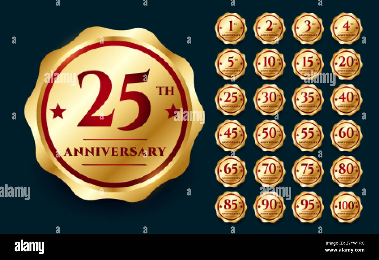 anniversary ceremony labels badges set Stock Vector Image & Art - Alamy