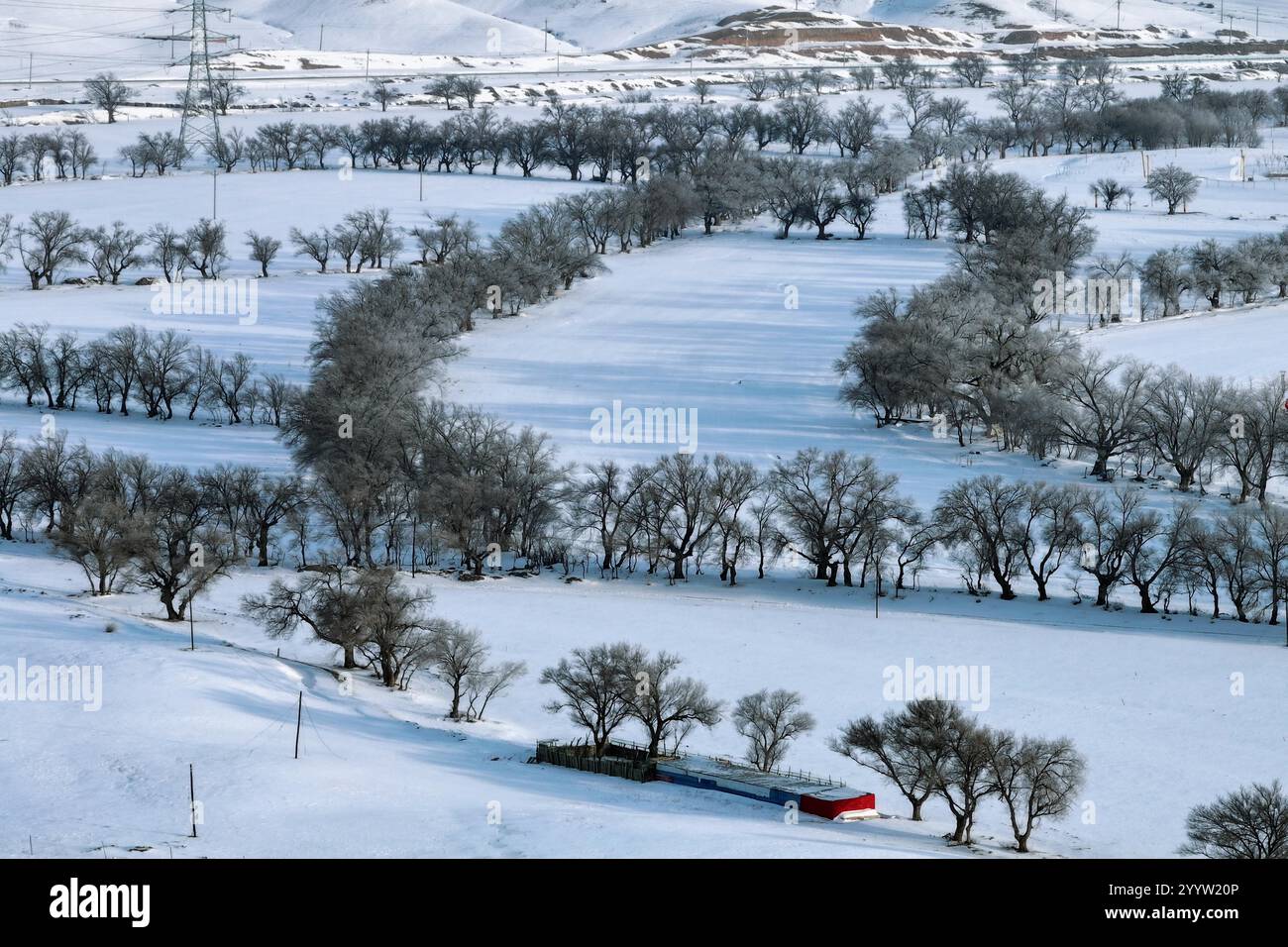 Aerial photo shows the snow scenery in Urumqi City, northwest China's ...