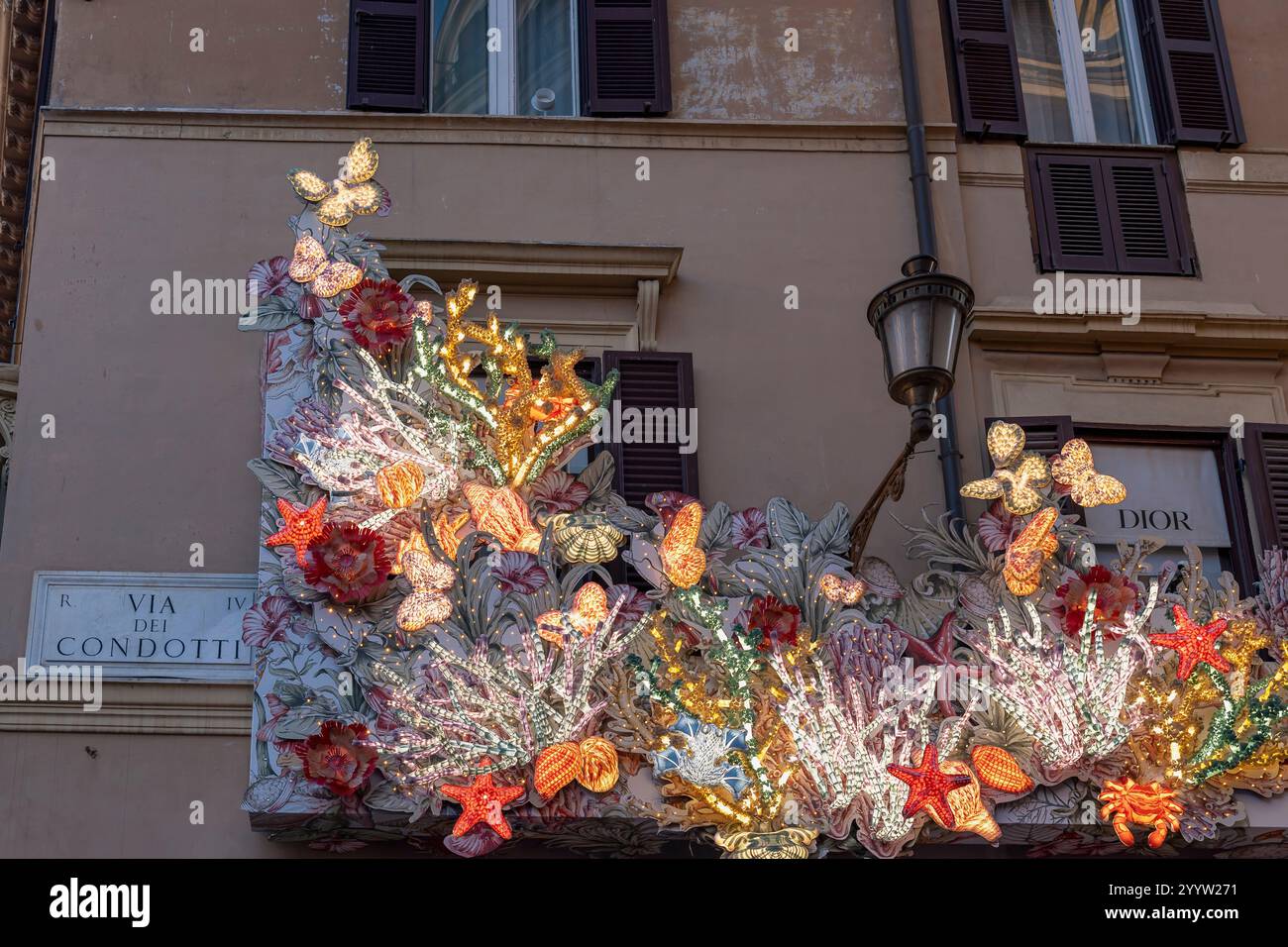 Christmas lights illuminate the shopping streets in the city center of ...