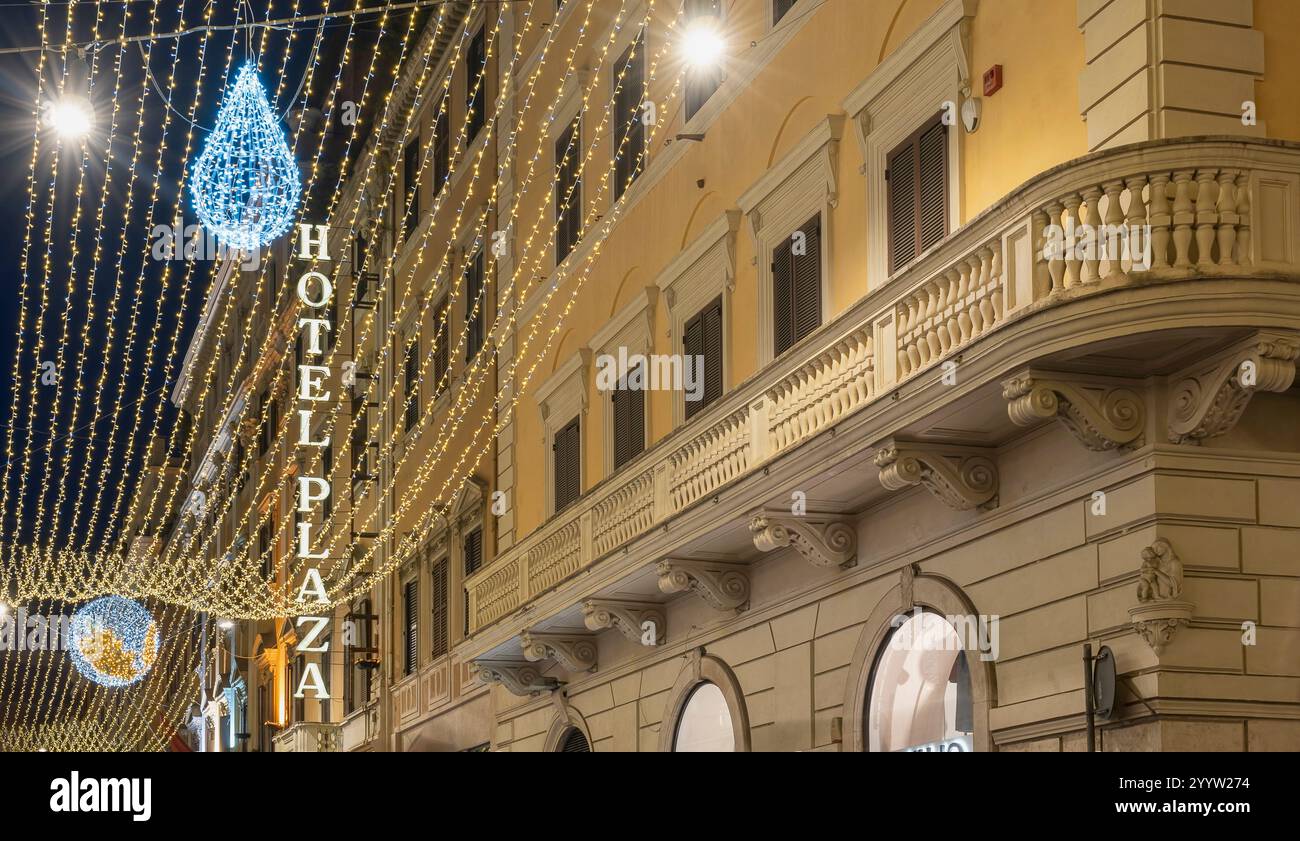 Christmas lights illuminate the shopping streets in the city center of ...
