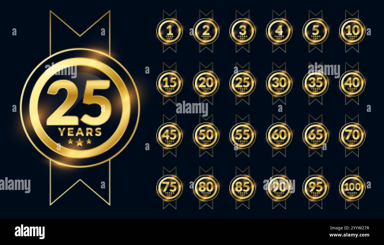 anniversary label celebration emblem big set Stock Vector Image & Art ...