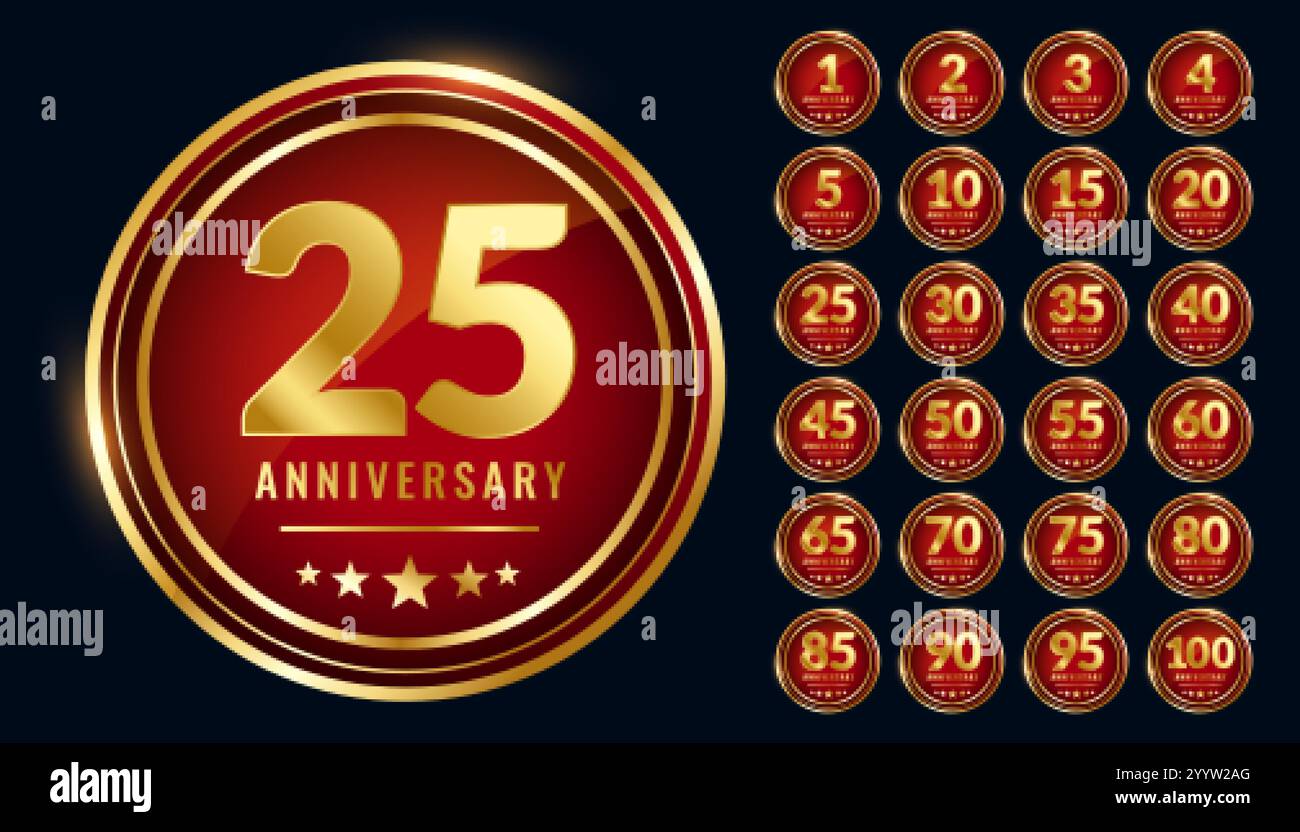 golden circular anniversary labels set Stock Vector Image & Art - Alamy