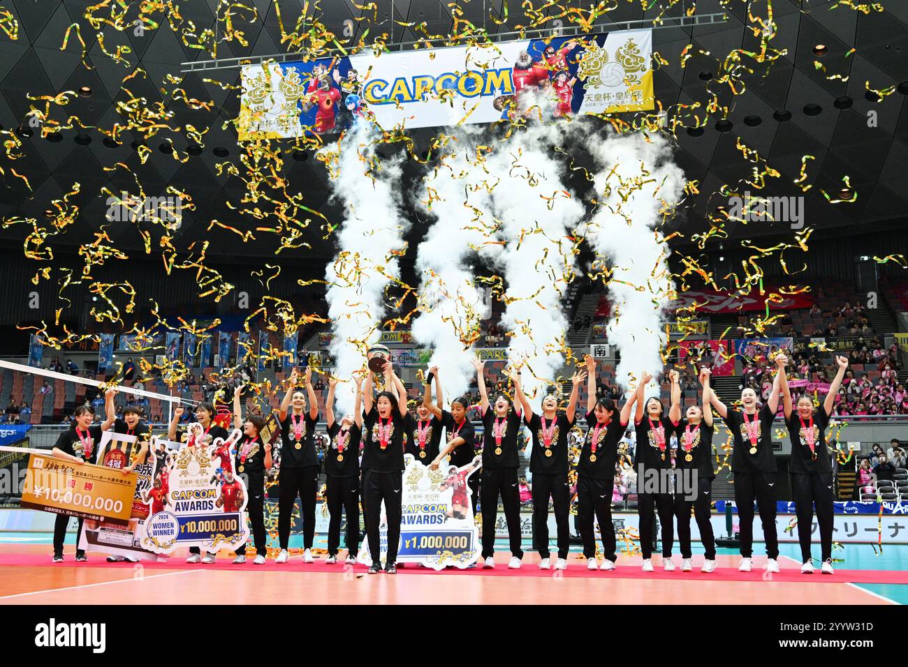 Osaka, Japan. Credit: MATSUO. 21st Dec, 2024. Victorina Himeji team group Volleyball : 2024 All ...