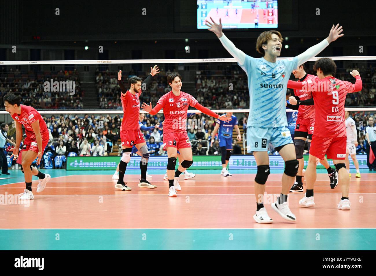 Osaka, Japan. Credit: MATSUO. 22nd Dec, 2024. Suntory Sunbirds Osaka team group Volleyball ...