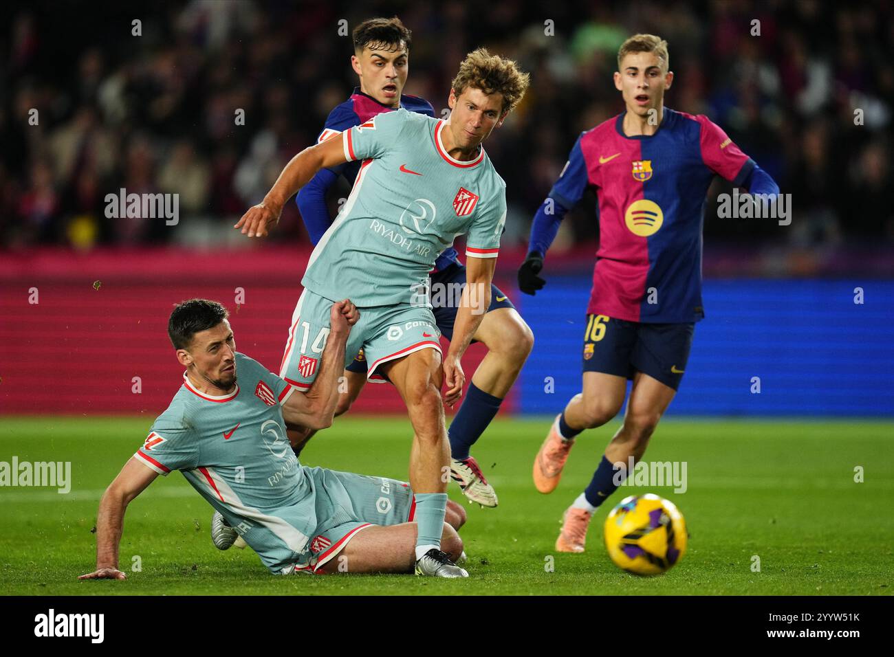 Clement Lenglet, Marcos Llorente of Atletico de Madrid, Pedro Gonzalez ...