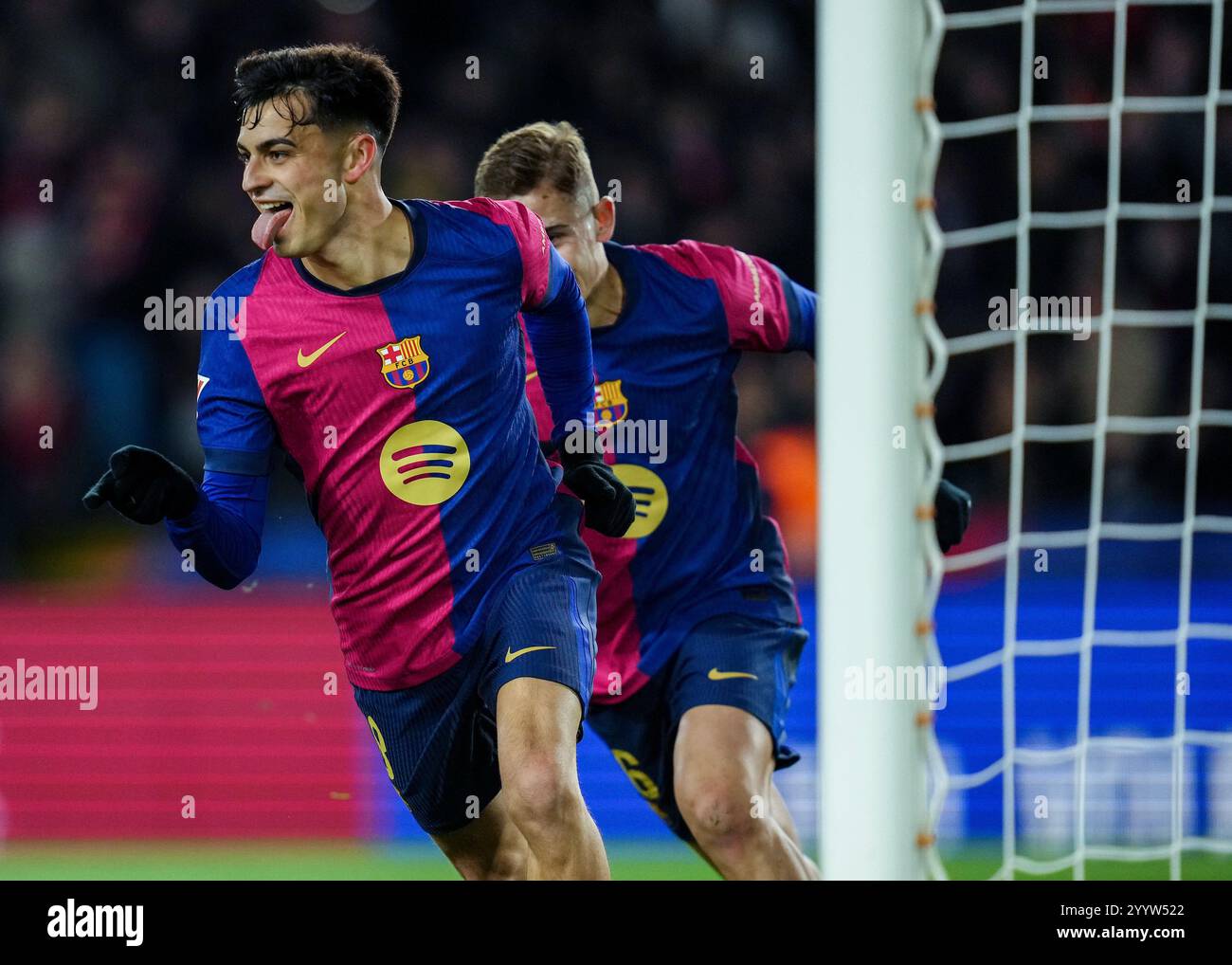 Pedro Gonzalez Pedri and Fermin Lopez of FC Barcelona celebrating the 1-0 Credit: PRESSINPHOTO ...