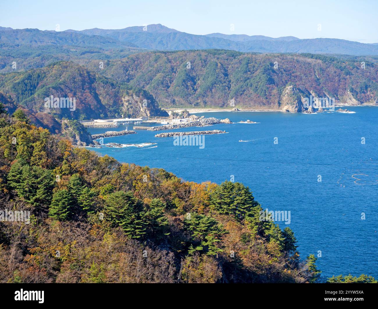 View to the Fudai coast and the mouth of the Fudai River from the ...