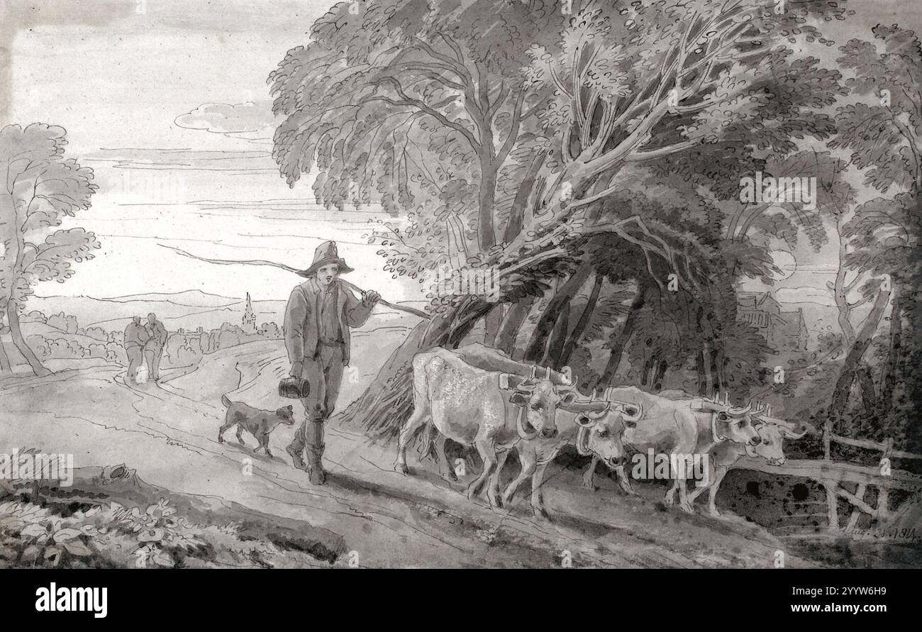 Driving the Cattle Home (John White Abbott Stock Photo - Alamy