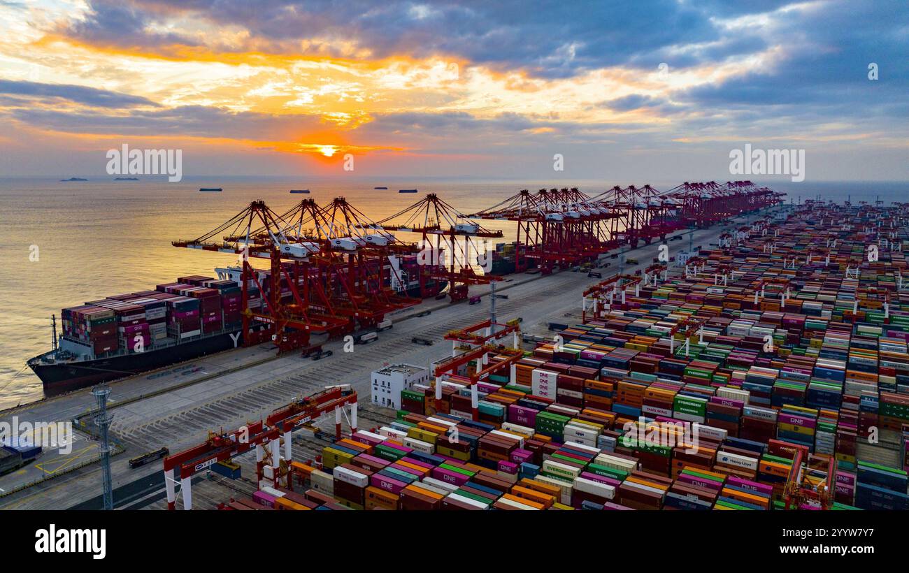 An aerial view of Yangshan Port Terminal Four in Shanghai, China Sunday ...