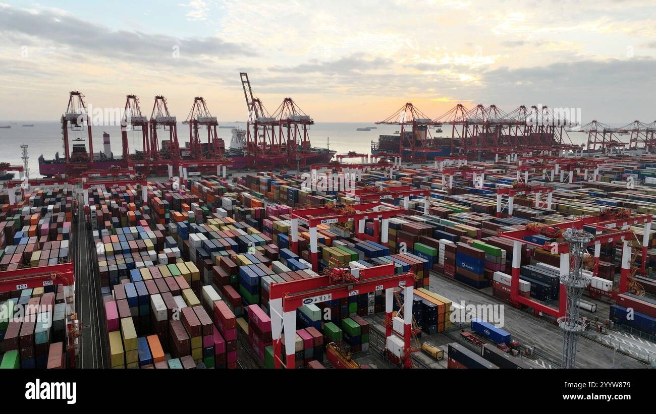 An aerial view of Yangshan Port Terminal Four in Shanghai, China Sunday ...