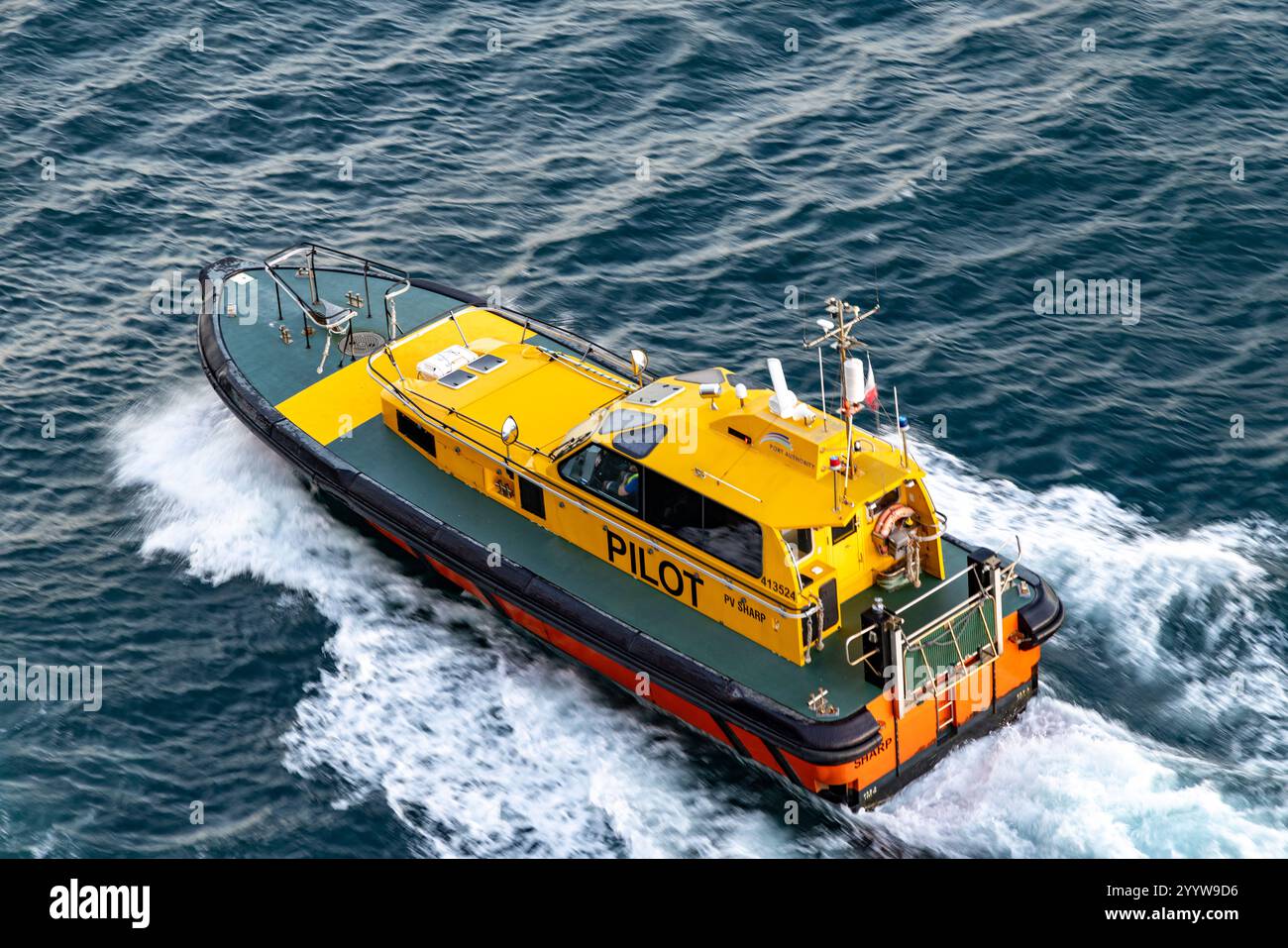 Aerial view of Pilot boat on Sydney harbor,NSW,Australia Stock Photo ...