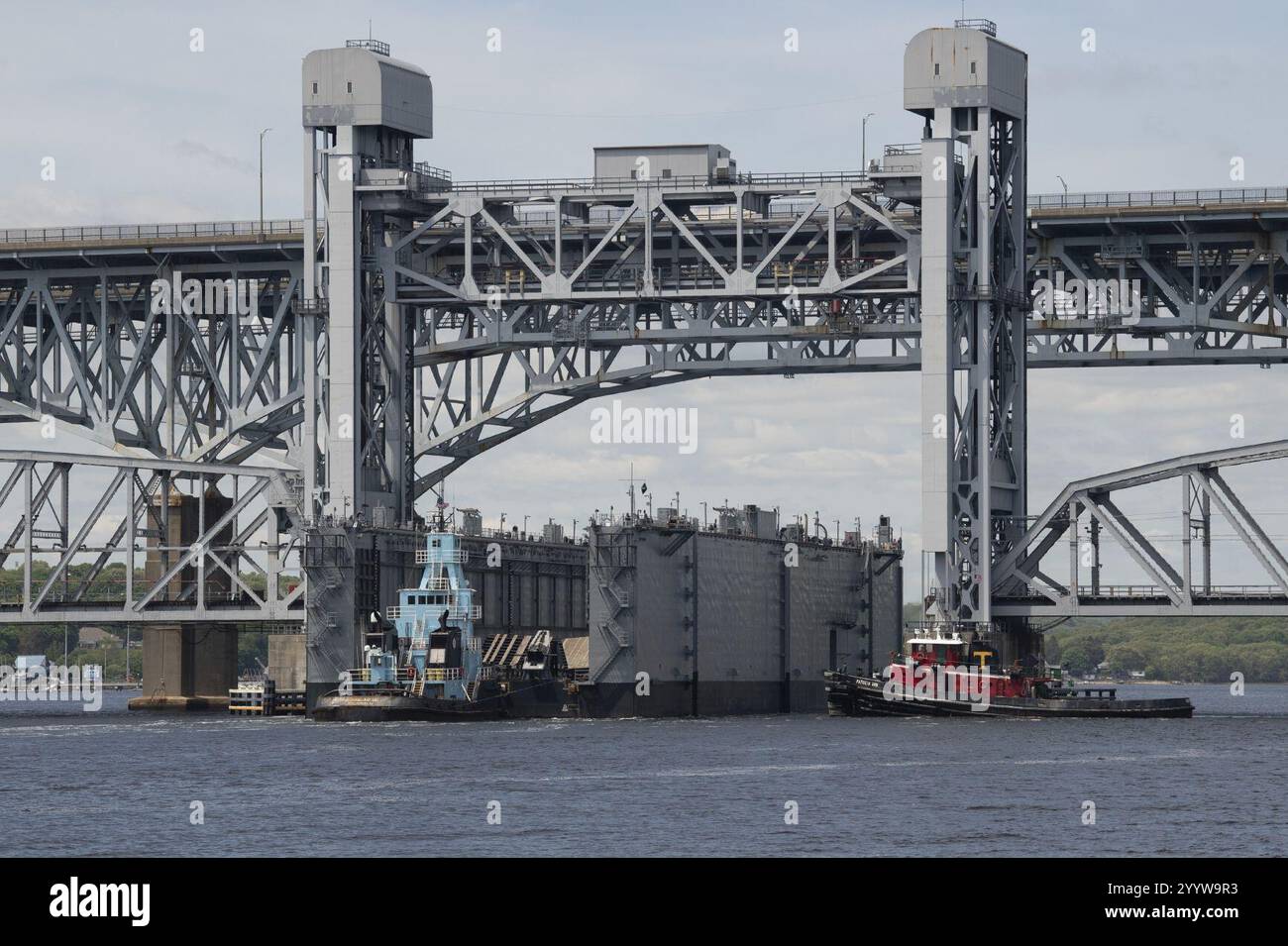Dry dock ARDM-4 at the Amtrak--s-- Thames River Bridge in Groton ...