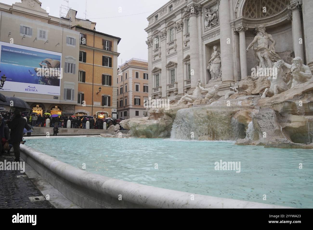 Photo taken on Dec. 22, 2024, shows the Trevi Fountain in Rome as it reopens to the public after ...