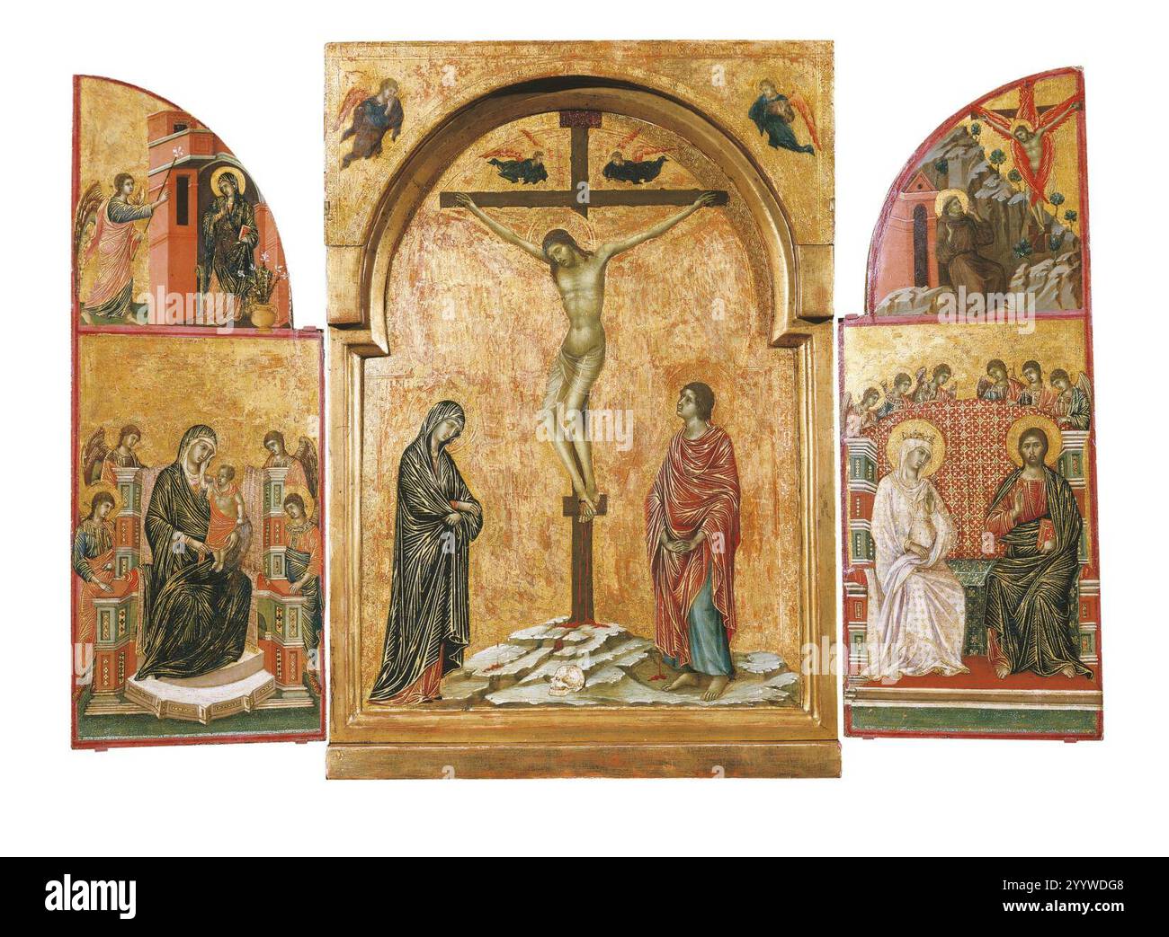 Duccio di Buoninsegna (active 1278 - before 1319) - Triptych, Crucifixion and other Scenes Stock ...