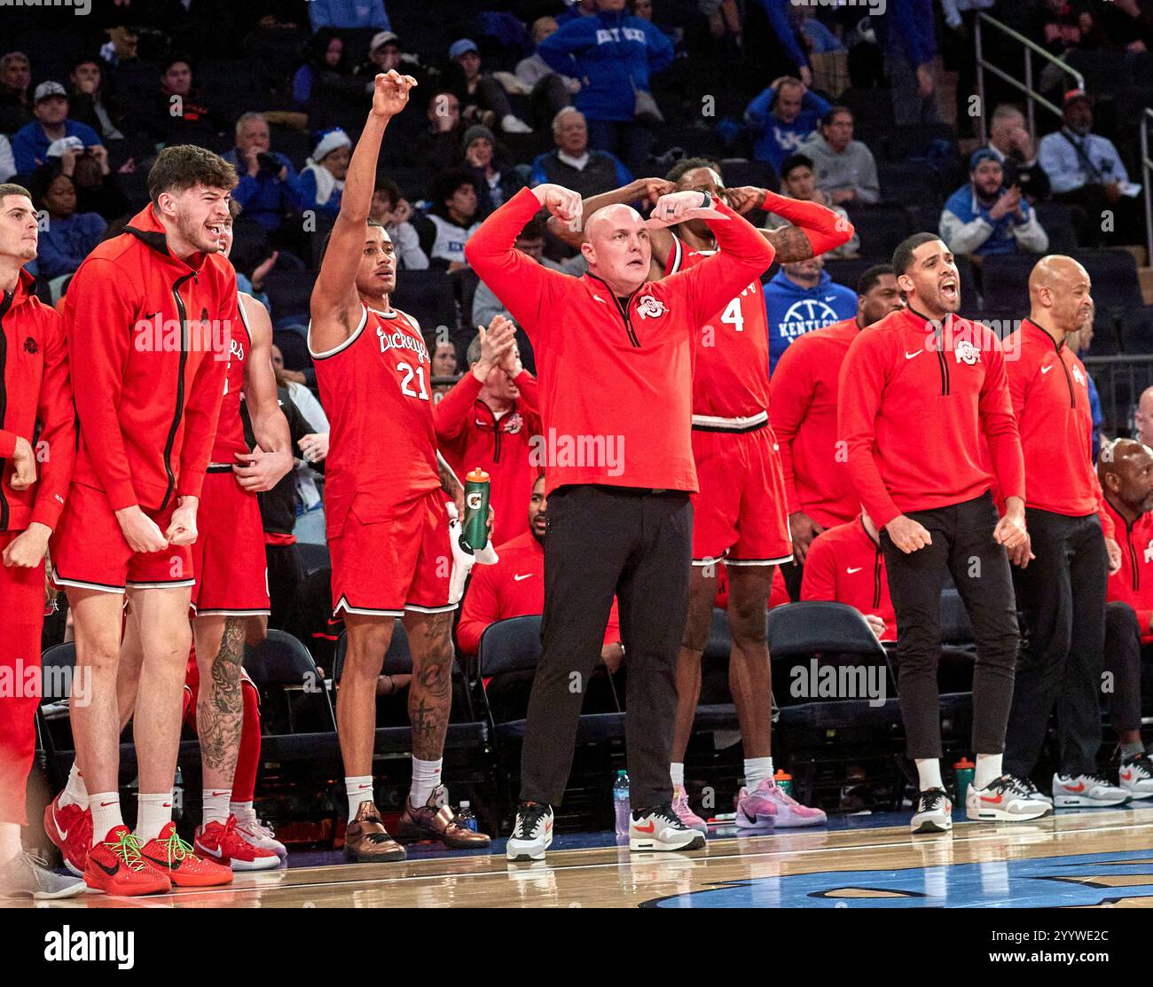 The Ohio State Buckeyes bench reacts to a play against the Kentucky ...