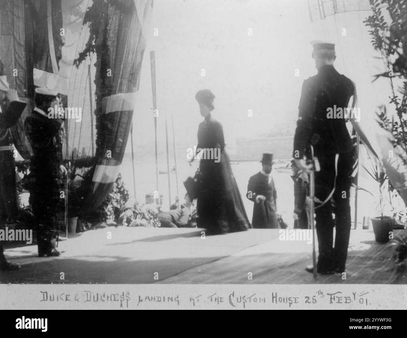 Duke and Duchess of York landing at the Valletta Customs House, 25 Feb ...