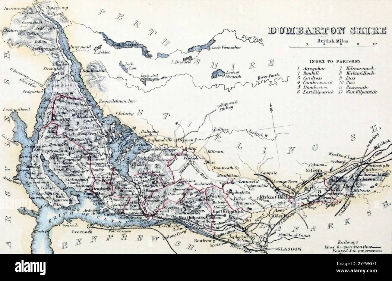 DUMBARTONSHIRE Civil Parish map Stock Photo - Alamy
