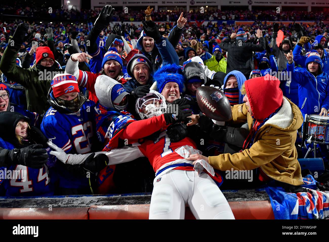 Buffalo Bills cornerback Taron Johnson (7) celebrates with fans after ...