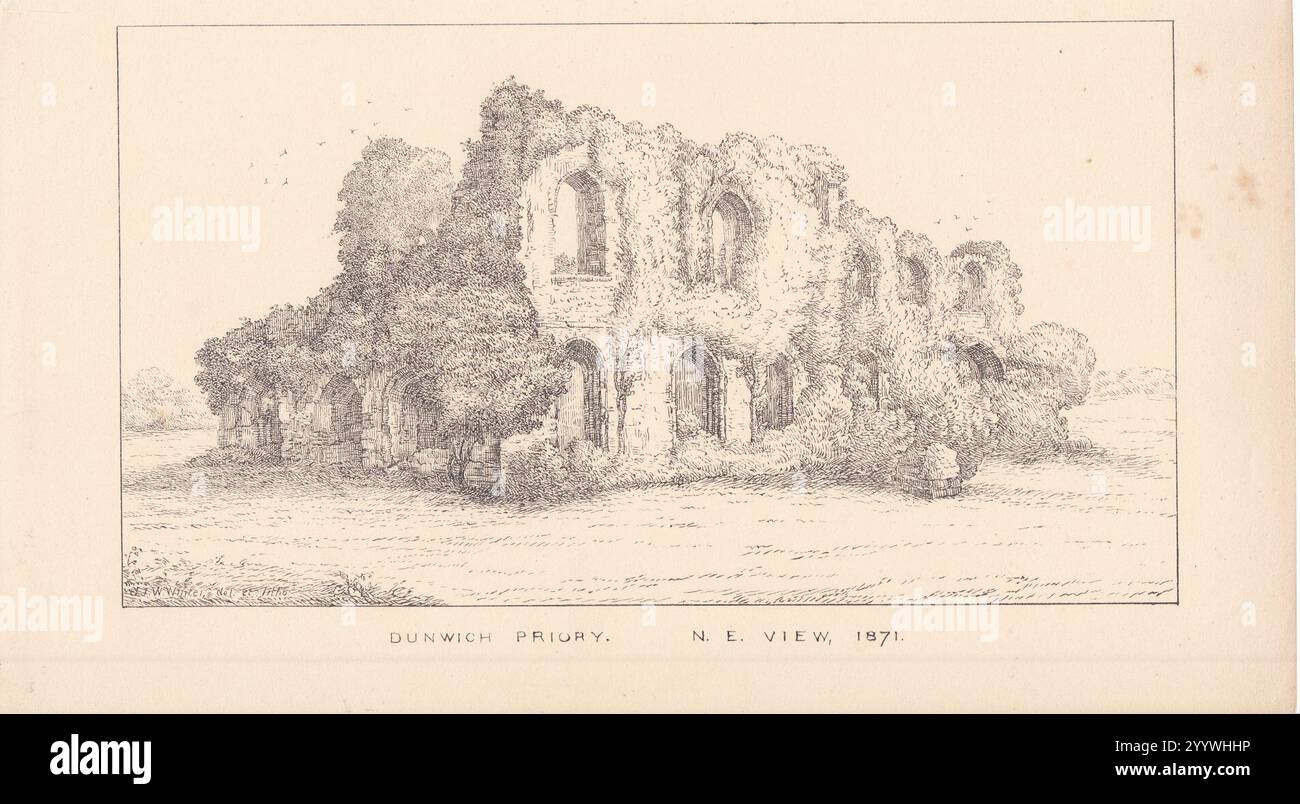 Dunwich Priory N. E. View 1871 Royal History of Eastern England 1873 ...