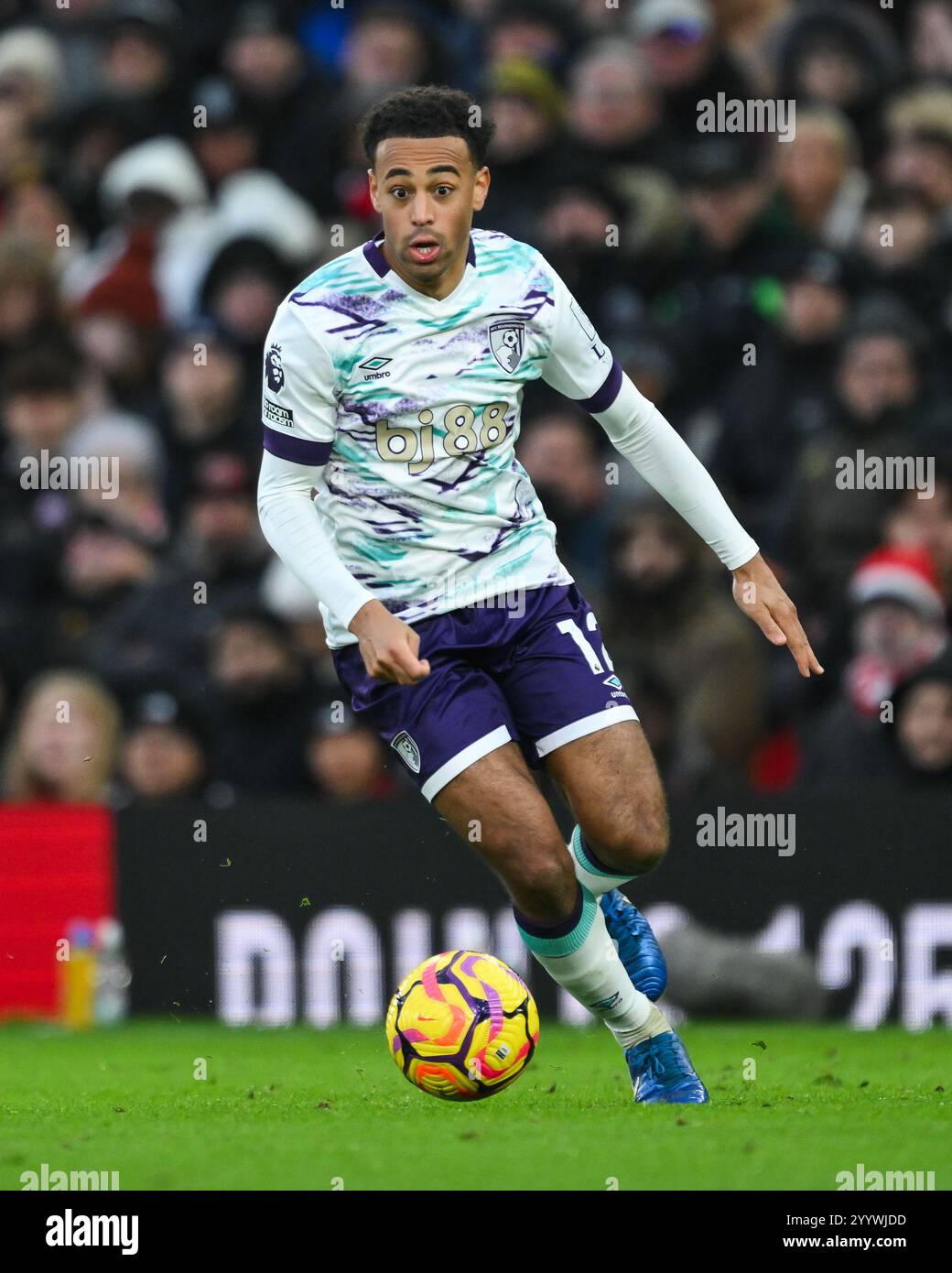 Tyler Adams of Bournemouth makes a break with the ball during the ...