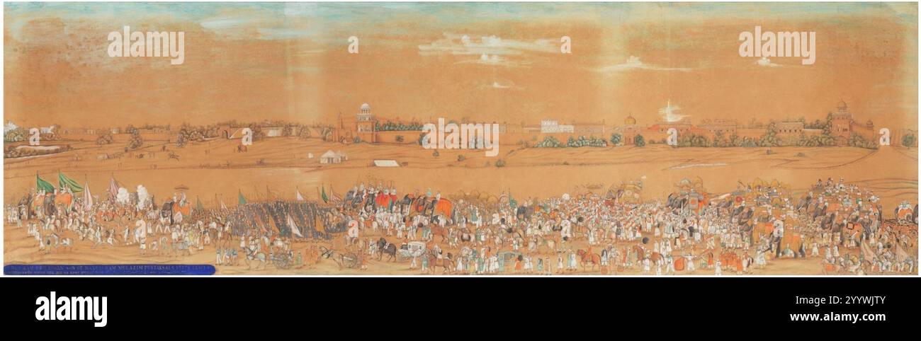 Durbar Procession of Mughal Emperor Akbar II (reigned 1806-1837), with ...