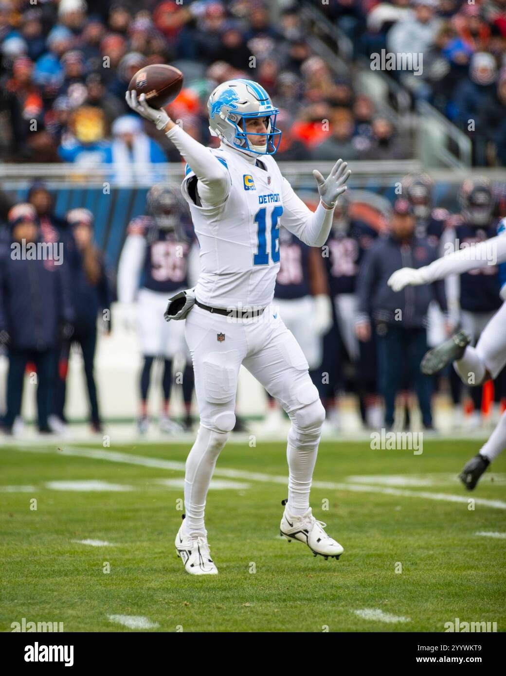Detroit Lions quarterback Jared Goff (16) throws the ball during an NFL ...