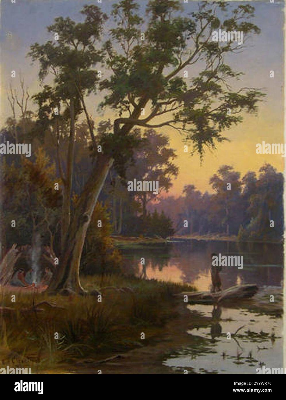 E CHRISTMAS (Australian, b.1850, d.1918) - Australian River Scene Stock ...