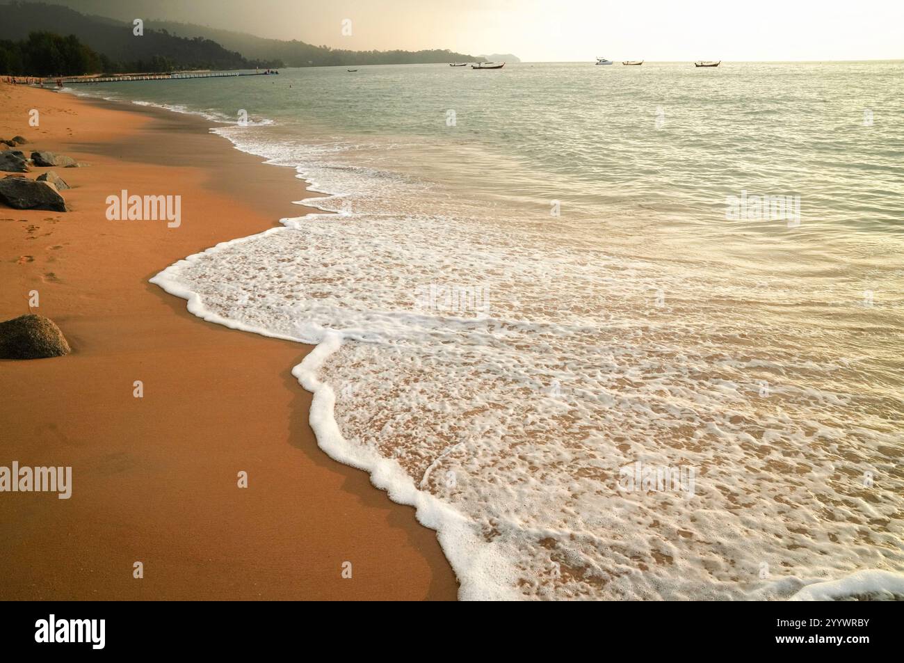 Boats float on Bang Niang Beach, where tsunami hit 2004, Takuapa ...