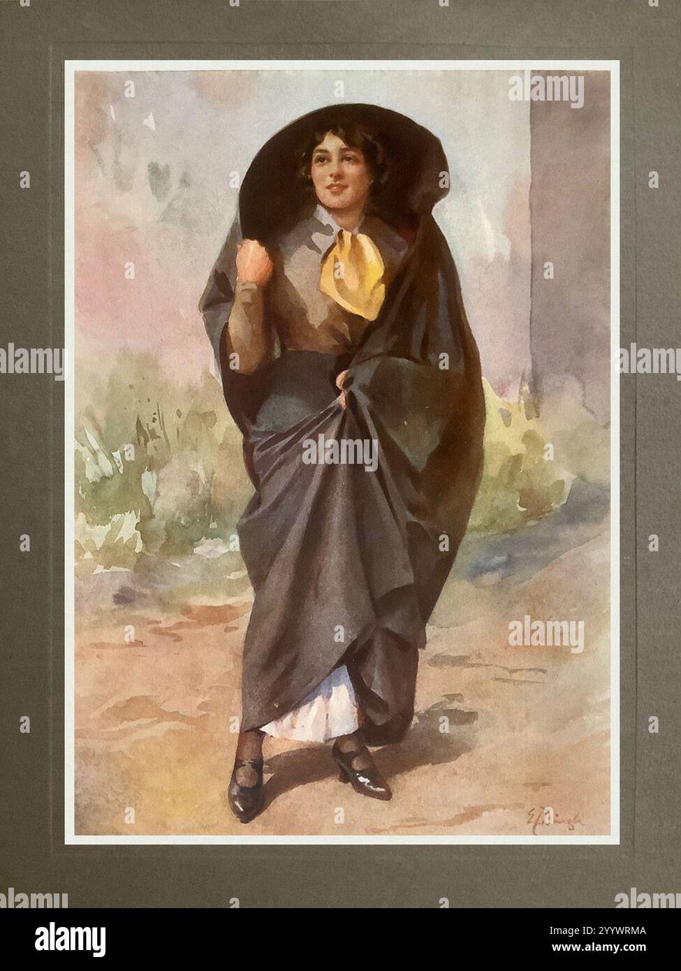 E. Caruana Dingli, Maltese Lady wearing Faldetta Stock Photo - Alamy