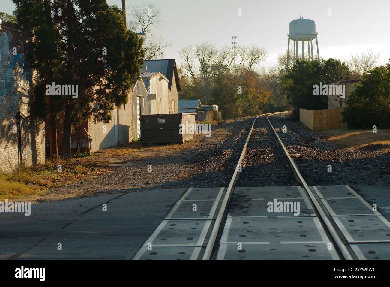 Wide view Railroad Tracks Leading lines Harlem, GA looking east towards ...